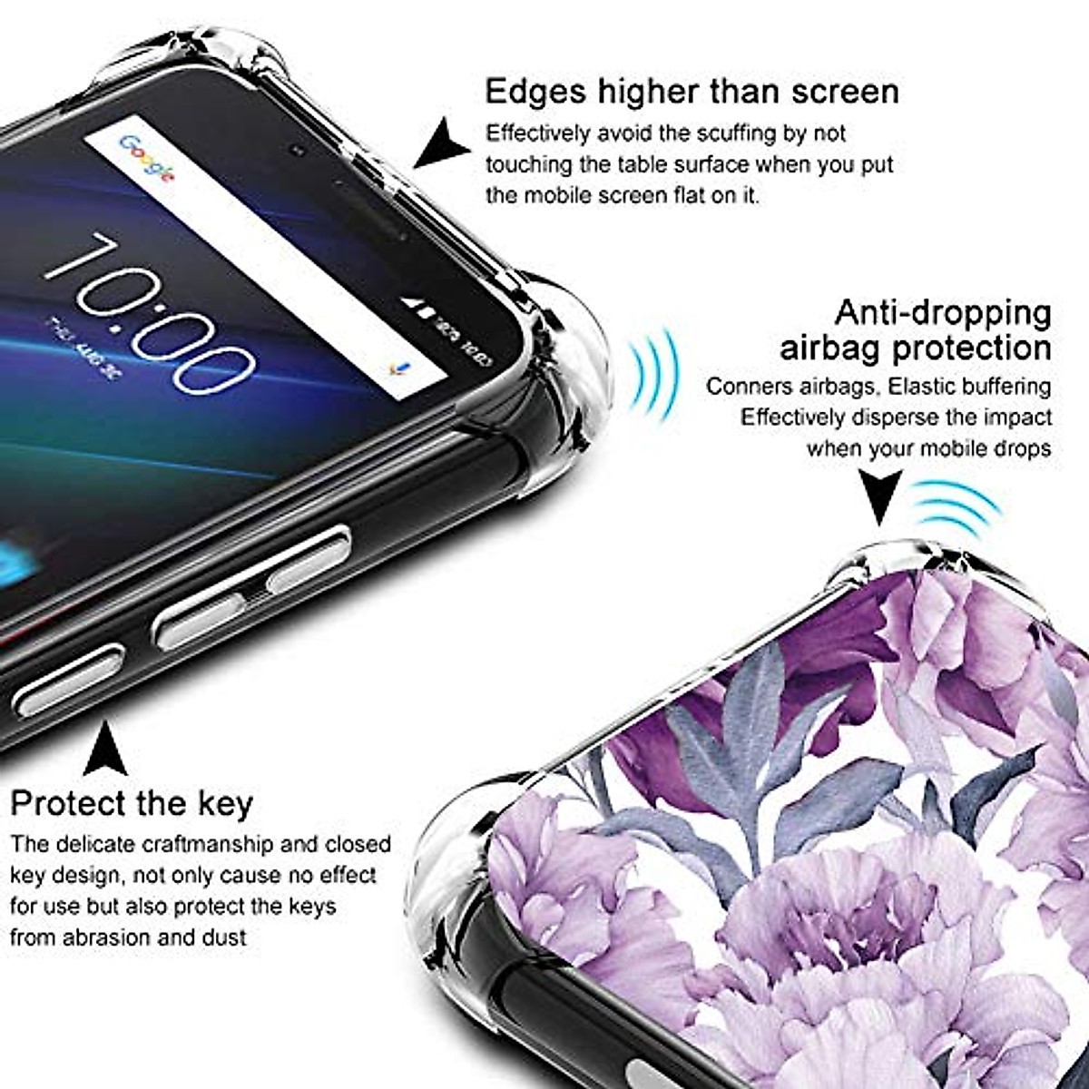 FollmeAir for Galaxy A13 5G Case, Slim Flexible TPU for Girls Women Airbag Bumper Shock Absorption Rubber Soft Silicone Case Cover Fit for Samsung Galaxy A13 5G (Purple Flower)