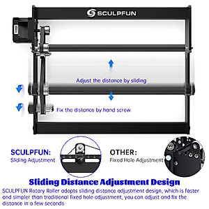 SCULPFUN Laser Rotary Roller, Laser Engraver Y-axis Rotary Roller Engraving Module 360° Rotating for Engraving Different Size Cylindrical Objects Cans, Compatible with Most Engraving Machines