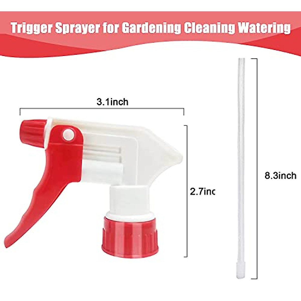 Plastic Spray Bottle Nozzle Heavy Duty Spraying Bottle Replacement Part Leak Proof Mist Water Bottle Spray Nozzle for Chemical Cleaning Solutions All-Purpose Adjustable Head Sprayer 4PCS (Red)