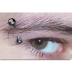 Curved Barbells Pirate Skull Logo Surgical Steel Eyebrow Ring