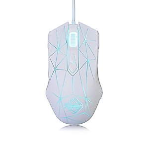 FIRSTBLOOD ONLY GAME. AJ52 Watcher RGB Gaming Mouse, Programmable 7 Buttons, Ergonomic LED Backlit USB Gamer Mice Computer Laptop PC, for Windows Mac Linux OS, Star White
