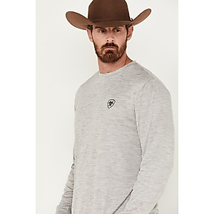 Ariat Men's Charger Camo Shield Long Sleeve T-Shirt Heather Grey Medium