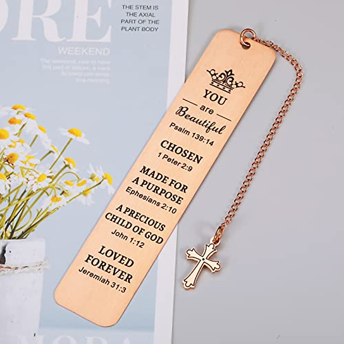 Christian Bookmark Gift for Women Religious Baptism Gift for Teen Girls Ladies Easter Bookmark for Her Female Friend Birthday Christmas Inspirational Gift for Daughter from Mom Bible Verse Present