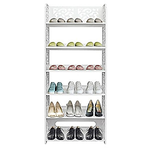 Maximize Closet Space with a Six-Tier Wood-Plastic Shoe Organizer: Stylish Decorative Shoe Stand for Home Organization and Entryway Furniture - Multifunctional Storage and Space-Saving Rack