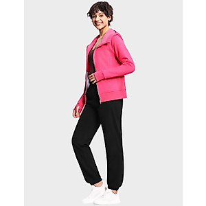 THE GYM PEOPLE Women's Fleece Sweatpants Warm Workout Joggers Pants with Pockets Black