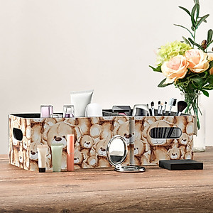 Lovely Teddy Bear Storage Basket Bins Set (2pcs) Felt Collapsible Storage Bins with Dual Handles Dog Toy Basket for Office Bedroom Closet Babies Nursery Toys DVD Laundry