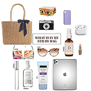 YXILEE Zipper Straw Bags For Women | Straw Purse Woven Handmade Summer Handbag for Travel Beach