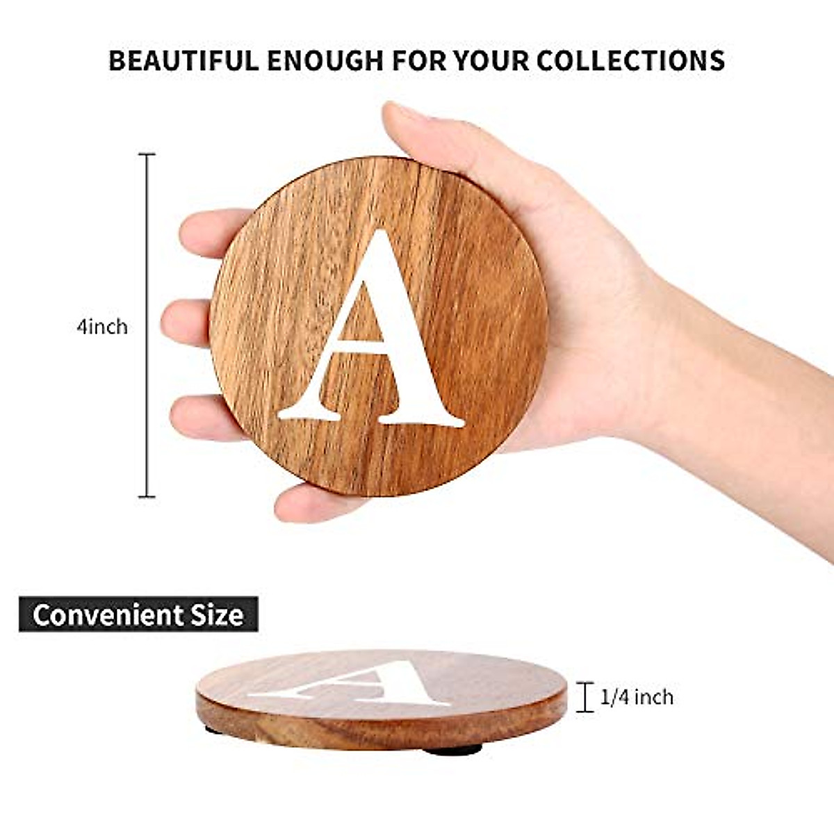 Wood Coasters Set, Natural Wooden Letters Coasters for Drinks, Set of 4 Wood Coasters, Wedding Coasters, Personalized Coasters Customizable with Name, Monogrammed Letter M