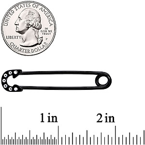 Body Candy Women 14G Black Plated Steel Helix Cartilage Clear Accent Punk Safety Pin Industrial Barbell 38mm