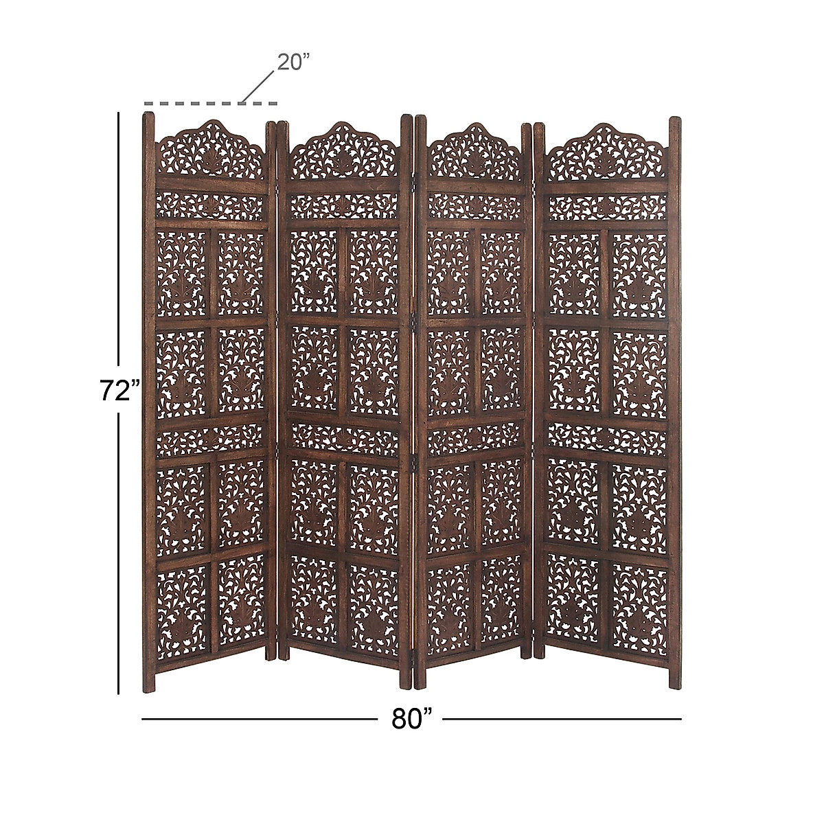 Deco 79 Wood Floral Handmade Partition Room Divider Screen, LARGE SIZE, Brown
