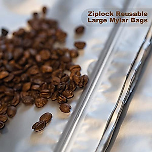 Easom 2 Gallon Mylar bags, Large Mylar Bags for Food Storage 2 Gallon 5 mil Thick Resealable Mylar Bags with Aluminum Foil. (2 Gallon x 20)