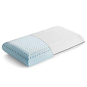 LINENSPA Pillow – Ventilated Gel Pillows Queen size – Memory Foam Pillows for Neck Support – Great for Side, Back, and Stomach Sleepers – Queen Size Pillows,Blue,white