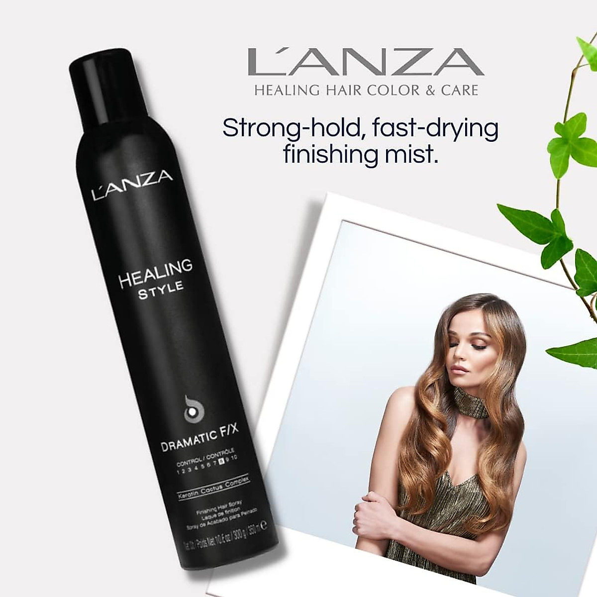 L'ANZA Healing Style Dramatic F/X Hair Spray with Strong Hold Effect, Eliminates Frizz, Nourishes, and Restructures the Hair While Styling, With UV and Heat Protection to Prevent Damage (10.6 Ounces)