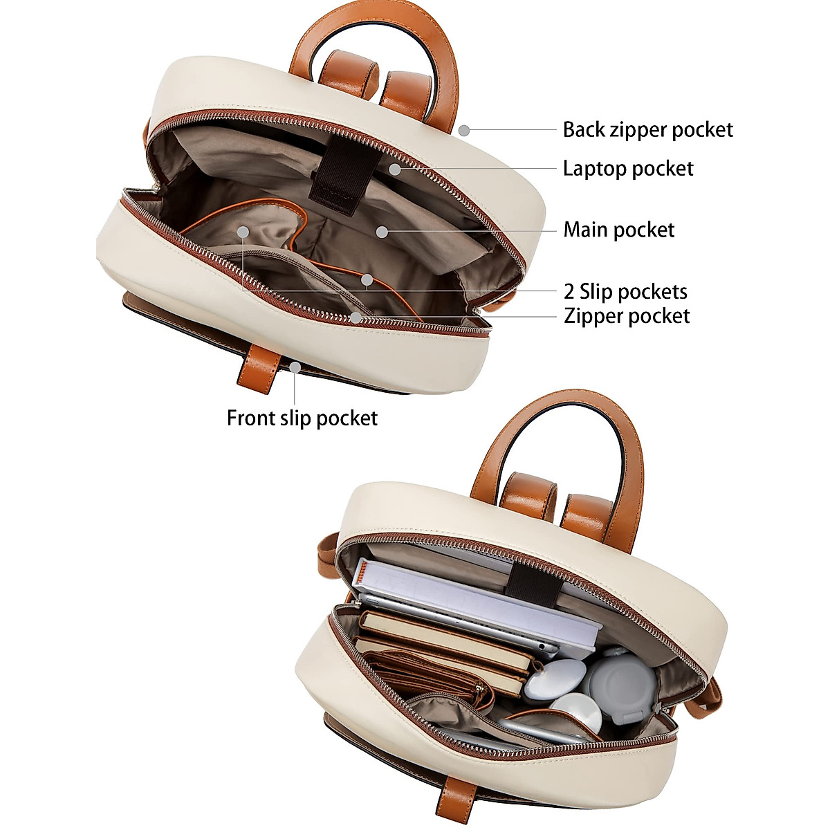 BOSTANTEN Leather Laptop Backpack Purse Casual College Casual Bags Daypack and Womens Wallet Genuine Leather Wallets Large Capacity Cash Cluth Purses