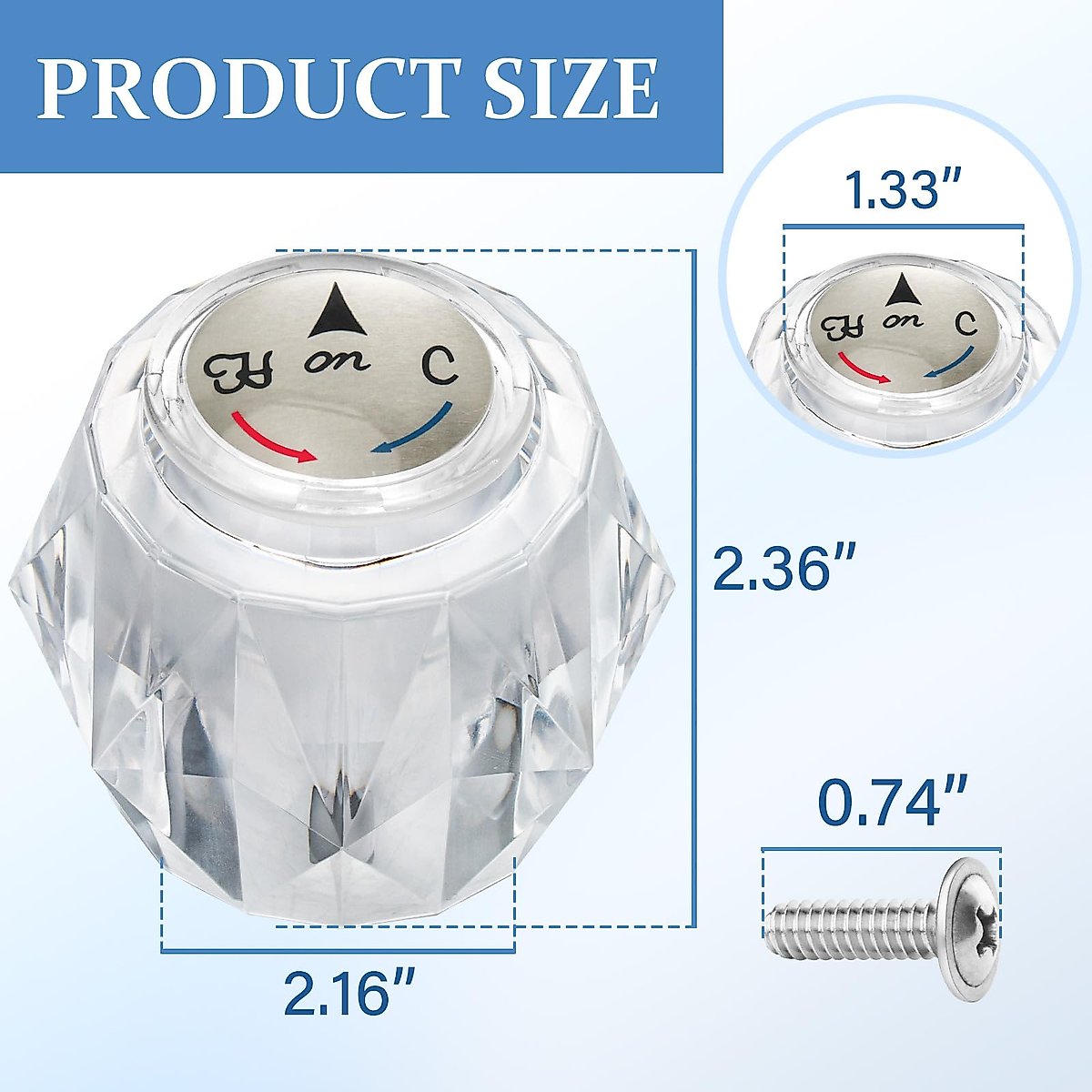 RP2391 Single Shower Knob Replacement for Delta Faucet, Single Clear Knob Handle Kit with Set Screw and Button Fit for Delta 600 Series Tub/Shower Faucet