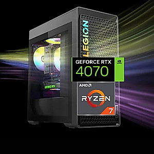 Lenovo Legion T5 Gen 8 Gaming Tower Desktop, AMD Ryzen 7 7700, NVIDIA GeForce RTX 4070, 64GB DDR5 RAM, 2TB WD_Black SSD, HDMI, RJ-45, Wi-Fi 6, Windows 11 Home, Grey