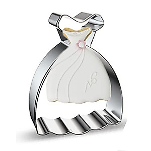 Large Size Dress Shaped Cookie Cutter, Stainless Steel Off-the-shoulder Wedding Dress Princess Dress Cookie Cutter, 4.3 Inches