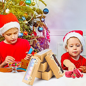 NPLUX 36 Pack Macaron Boxes for 5-7 Macarons Container Packaging Strawberry Candies Sweets Boxes with Sticker for Gift Giving(Brown)