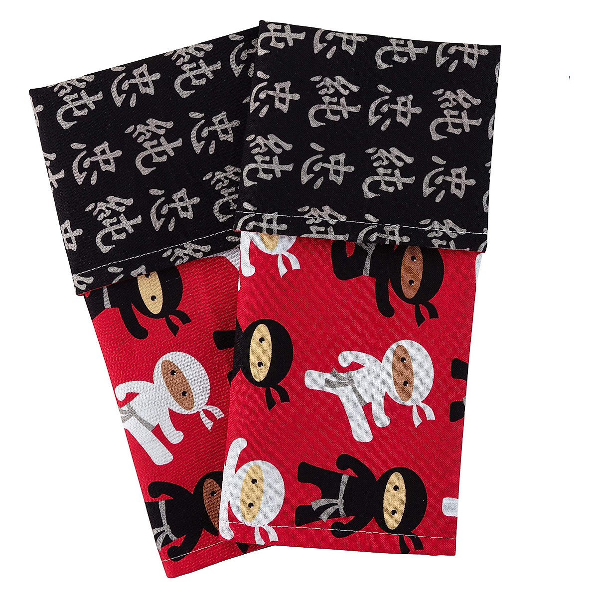 Funkins Reusable Cloth Placemats for Kids & Lunch Boxes | Reusable, Eco-Friendly | 15"x13", 2-ply, Thick, Absorbent, Machine Washable | Set of 2 Placemats (Ninjas)