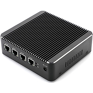 Firewall Micro Appliance,Fanless Mini PC with Intel Celeron J4125 Quad Core,4 Intel I225 Gigabit LAN,VGA/HDMI/USB,AES-NI,Barebone No Ram No SSD