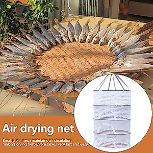 Akloker 4 Layer Mesh Drying Net with Zips Bra Drying Clothes Net Removable Folding Anti-Fly Windproof Hook Fine-Grained Grid for Flowers Buds Plants Organizer Drying for Fish/Vegetables/Fruit/Herbs