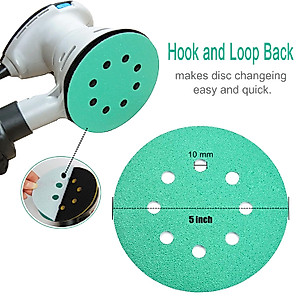 5 Inch 8 Holes Hook and Loop Sanding Discs,400/600/800/1000/1200/2000 Fine Grits Assortment, Sanding Film Replaces Sandpaper to Match Orbital Sanders for Wood,Metal and Automotive Paint.