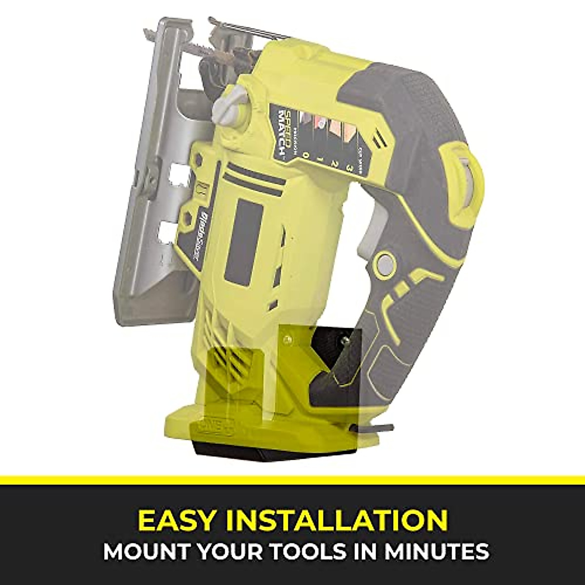 Spartan Mounts Tool Mount for Ryobi Power Tools, Right Mount Wall Display Hook, Power Tool Storage, Convenient Easy Access Garage Organizer, Durable Low Profile Bracket