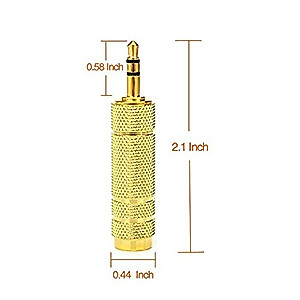 Wakaka 2 Pack 3.5mm Male Plug to 6.5mm Female Jack Audio Stereo Headphone Adaptor Converter Microphone Audio with 24K Gold Plated