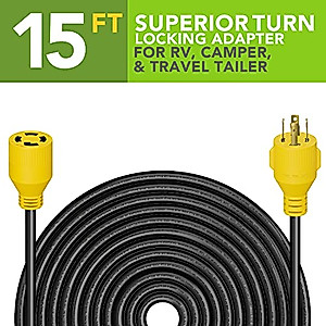 Leisure Cords 4-Prong 15 Feet 30 Amp Generator Cord, 10 Gauge Heavy Duty L14-30 Generator Power Cord Up to 7,500W (15-Feet)