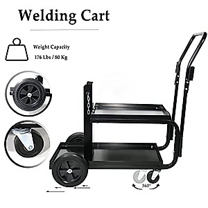 VEIYOUMO Welding Cart, 2-Tier Welding Carts for MIG/TIG Welder, Black