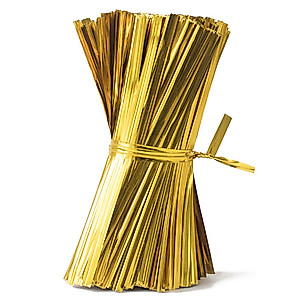 VOZLAC Twist Ties for Treat Bags 750 Pcs Party Cake Pops Ties 3.94" (Gold)