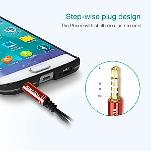 KINGTOP 3.5mm Combo Audio Adapter Cable Compatible for PS4,PS5,Xbox One S,Switch,Tablet,Mobile Phone,PC Gaming Headsets and New Version Laptop (Red)