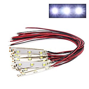 DD01W 10pcs Pre Wired White Strip Led Light Self-Adhesive Flexible 3528 SMD LED12V ~ 18V