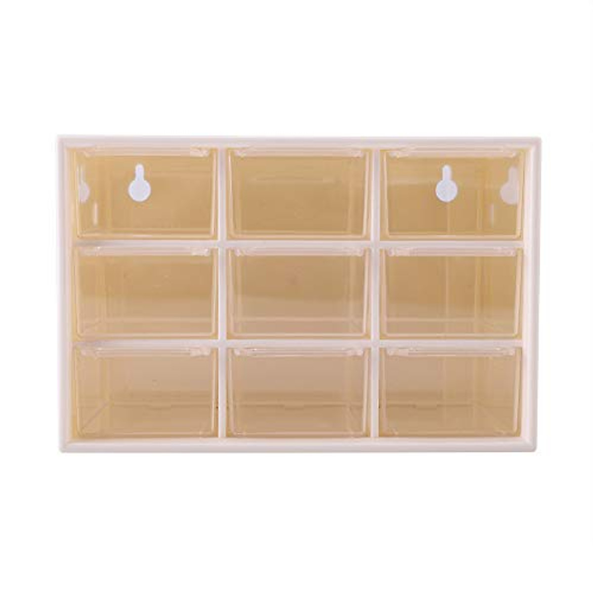 TOPINCN Drawer Storage Cabinet Plastic Jewelry Cosmetic Storage Box Portable 9 Lattice Mini Cabinets Drawer(White)