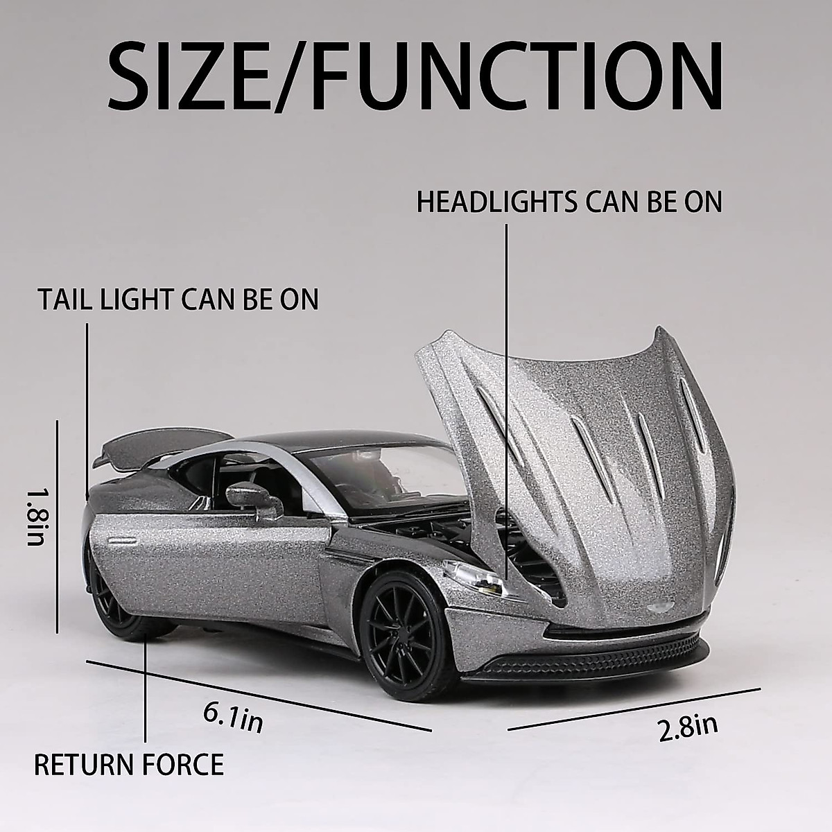 JACKIEKIM 1:32 Alloy Pull Back Car Diecast Model for Asdun Martin,Collection, Mini Simulation Vehicles Toys for Kids,Boyfriend,Young Peoples Gift(Gary)