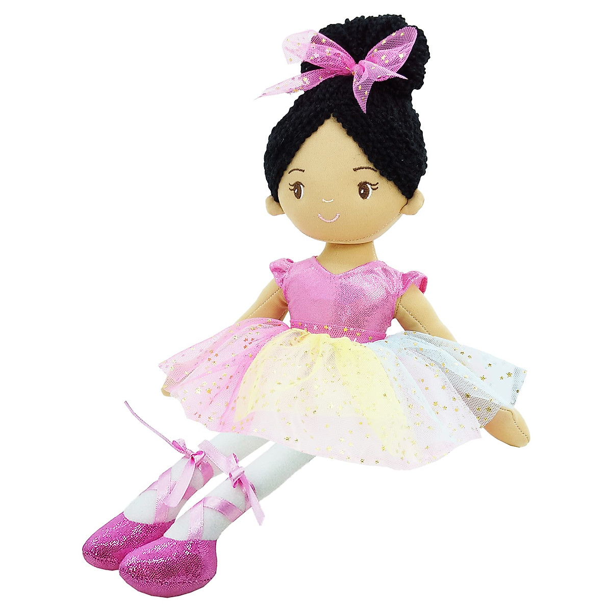 June Garden 16" Ballerina Princess Stella - Stuffed Plush Soft Doll - Pink Outfit - Gift for Toddlers and Little Girls