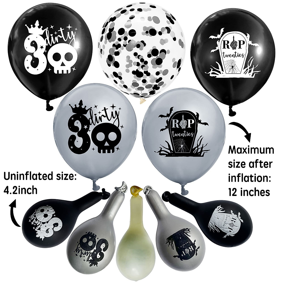 Death to My 20s Decoration, Black 30th Birthday Decoration, Funeral For My Youth Party Supplies with Banner, Rip to My 20s Sash, Photo Prop, 30th Balloon, Cake Topper, Funny Thirty Birthday Supplies