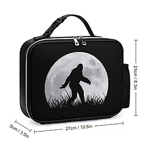 Funny Bigfoot Sasquatch Full Moon Insulated Lunch Tote Bag Durable Lunch Box Container with Detachable Buckled Handle for Office Work Picnic Travel