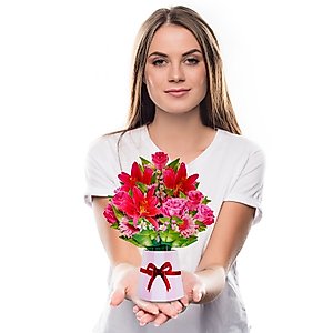 Birthday Cake Pop Up Birthday Card, 3D Greeting Pop Up Birthday Card, Happy Birthday Card For Men, Women, Her, Him, Husband,With Message Note & Envelop,Size 7 X 5 Inch (Hummingbird (Chrysanthemum))