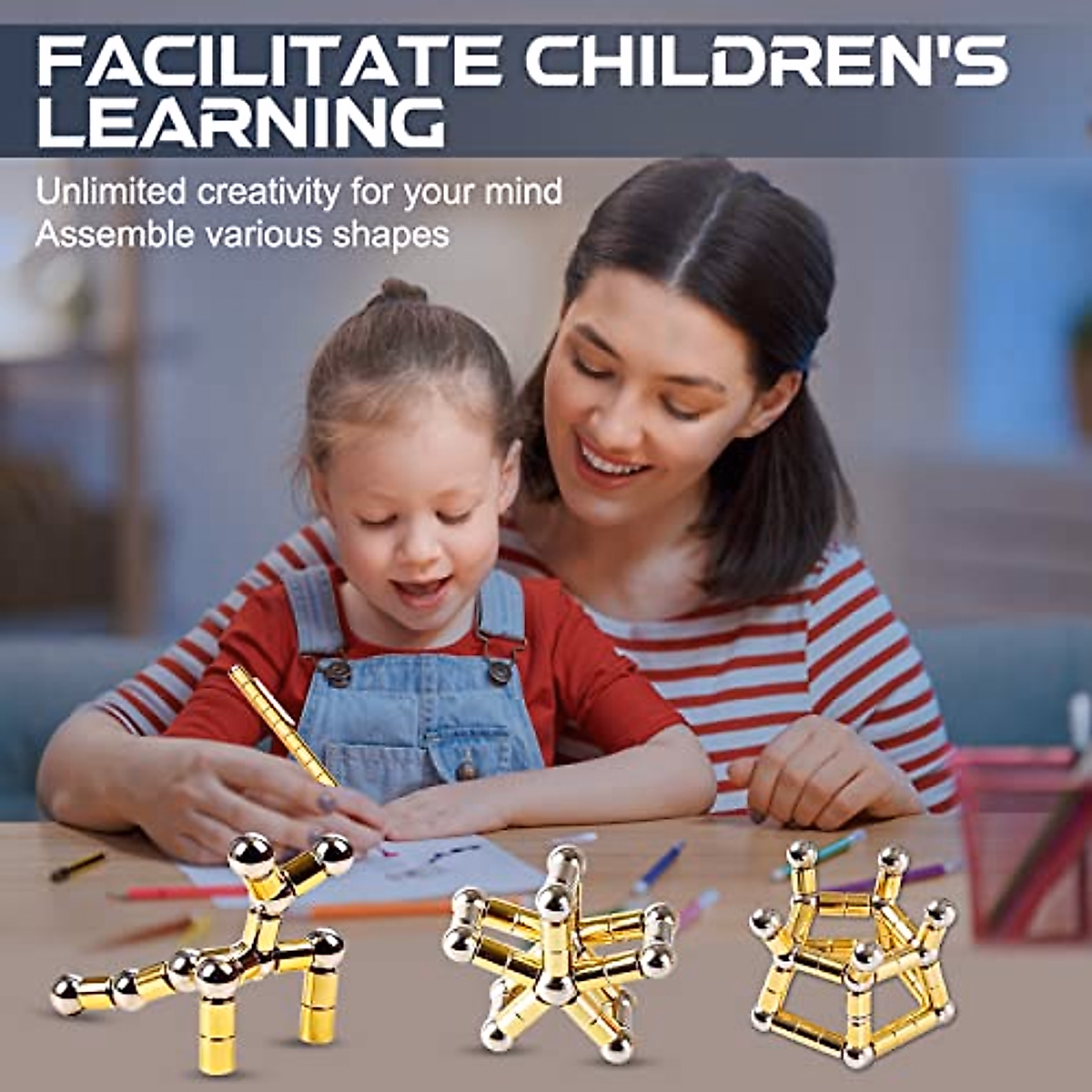 BeautyChen Magnetic Fidget Pen Toy Magnet Gel Pen Fidget Toy Think Ink Pen Transformed into Variety of Creative for Intellectual Learning and Stress Reduction Gifts (Gold)