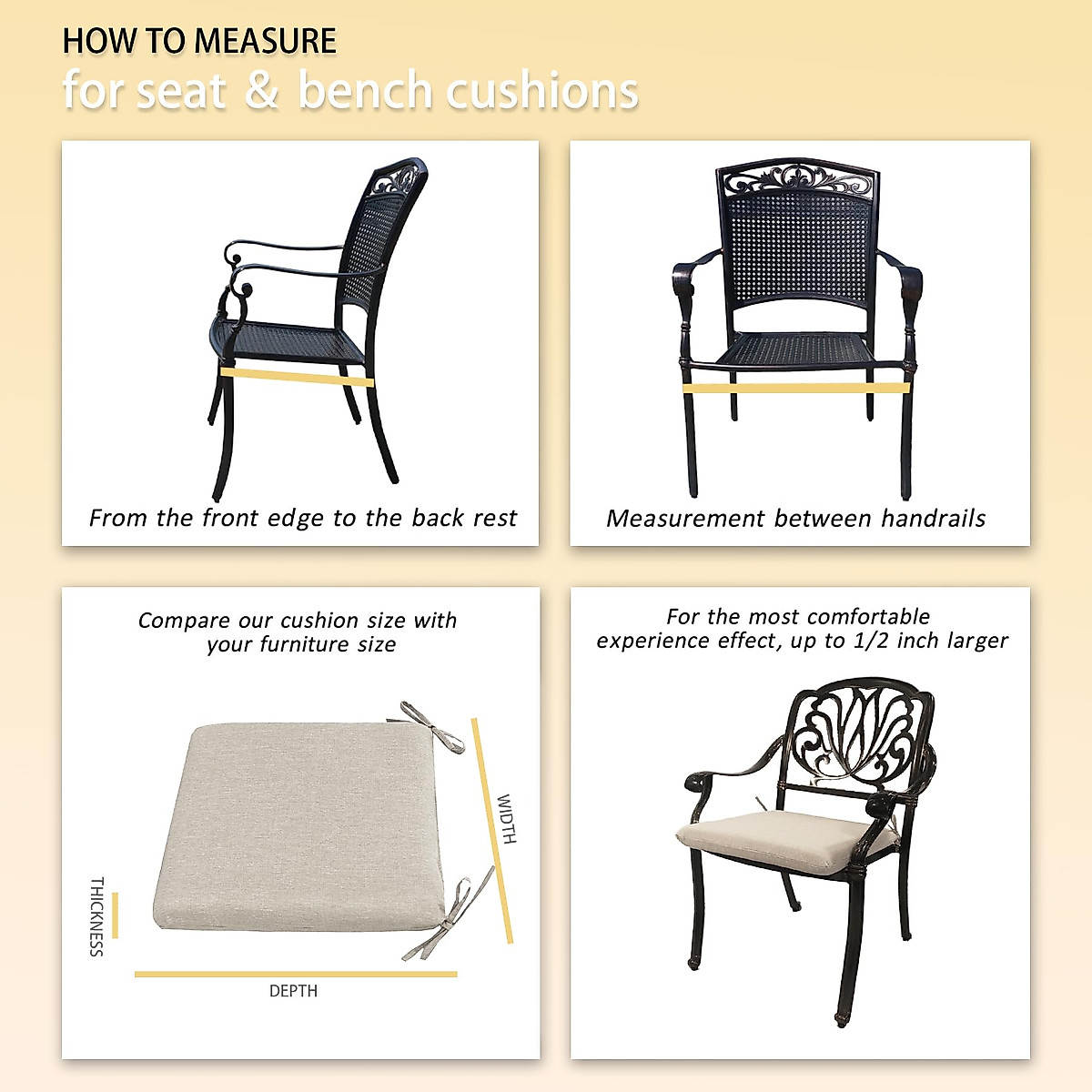 Sunshine Outdoor Indoor/Outdoor Patio Chair Cushion 18.5x18.5 inch :Resilient Foam Filling, Weather Resistant Chair Cushions,Outdoor Seat Cushions for Patio Furniture, Putty 4 Pack