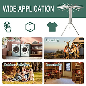 MCCKLE Tripod Clothes Drying Rack,Effortless Foldable, Space-Saving,Stylish Laundry Solution