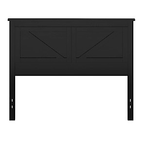 Glenwillow Home Farmhouse Style Wood Panel Headboard in Black - Full Size
