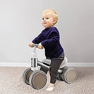 Baby Balance Bike Toys for 12-36 Months Kids Toy Boy and Girls Gifts Toddler Best First Birthday Gift Children Walker No Pedal Infant 4 Wheels Bicycle (Classic, Sliver)