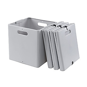 Minekkyes Plastic Collapsible Cube Storage Bins, Foldable Closet Organizers for Shelves, 4-Pack