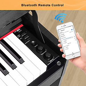 GLARRY 88 Key Home Digital Piano for Beginners, Electric Keyboards Piano MP3/USB/MIDI/Bluetooth Function w/Music Stand, Power Adapter, Triple Pedals, Instruction, Headphone（Black）