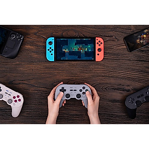 8Bitdo Pro 2 Bluetooth Gamepad for Switch/Switch OLED, PC, macOS, Android, Steam & Raspberry Pi with Storage Case (Gray Edition)