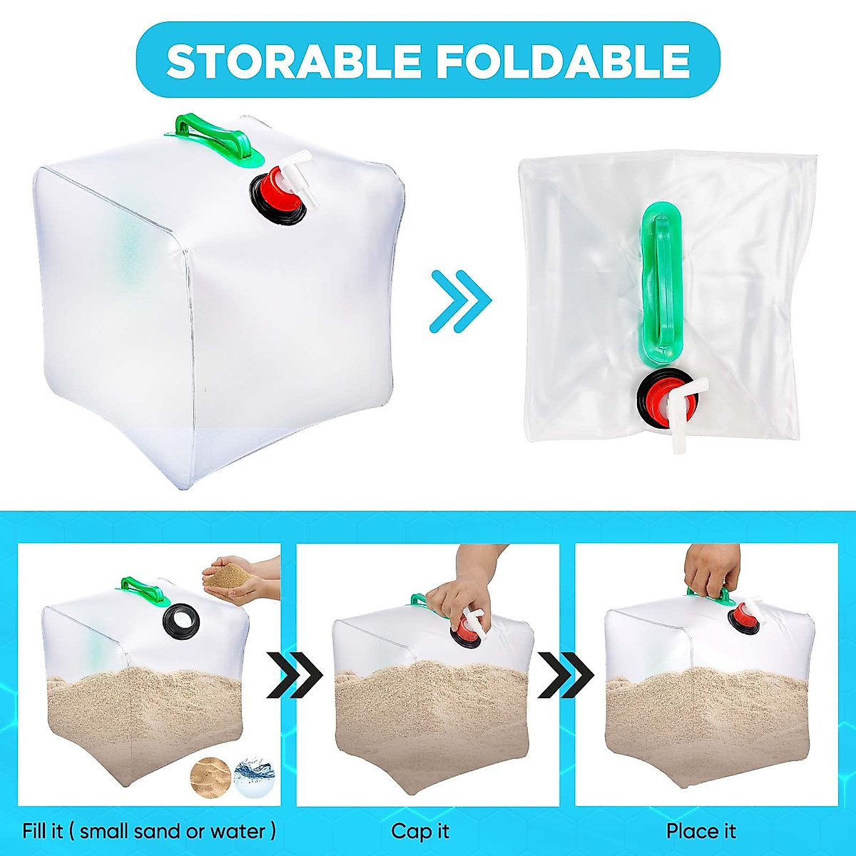 Pool Step Weights Sand Bags,4PCS Pool Ladder Above Ground Fillable Anchor Sandbags Container for Swimming Pool Steps and Collapsible Camping Water Storage Container,11" x 11"