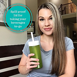 All About Juicing Straw Lids - for VAS Exclusive Glass Water Bottles - Silicone, Reusable Caps - Glass Tumbler - Juicing, Smoothies, Kombucha, Tea, Waters (3 Pack Lids with Straws)