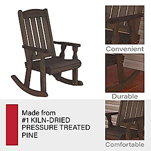 Amish Heavy Duty 600 Lb Mission Pressure Treated Rocking Chair (Dark Walnut Stain)